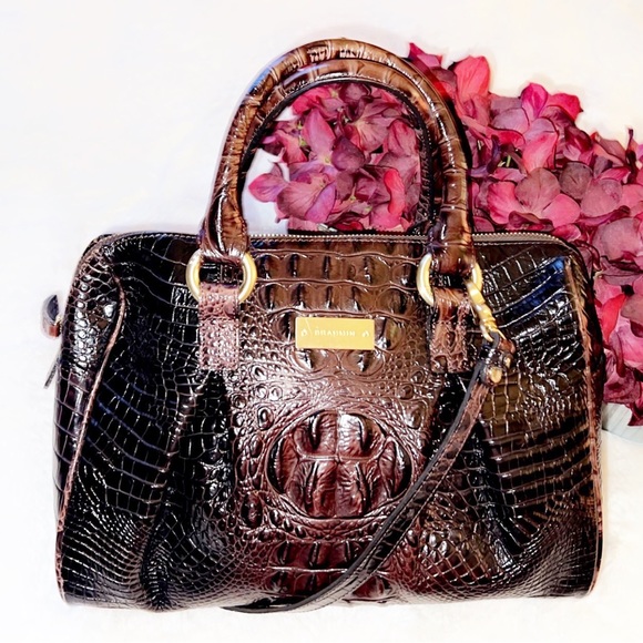 Brahmin | Bags | Brahmin Croc Embossed Leather Shoulder Bag | Poshmark